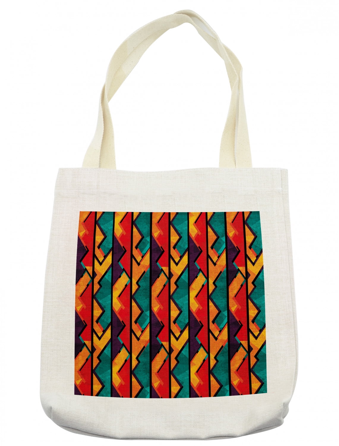 Grunge Tote Bag, Geometric Pattern Antique Design Elements Mosaic Style ...