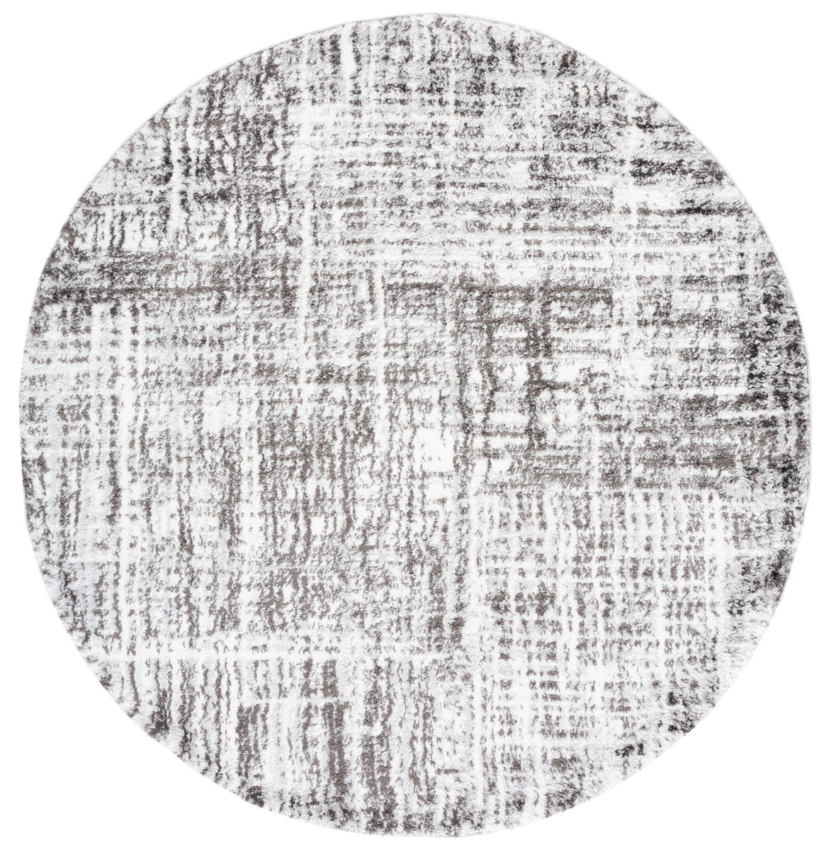 SAFAVIEH Berber Arvel Abstract Shag Area Rug, 7' x 7' Round, Grey/Dark ...