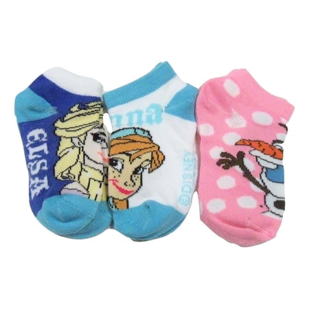 Disney Frozen 3 Socks ~ Size 4-6 (Elsa on Blue, Anna on Lt Blue, Olaf ...