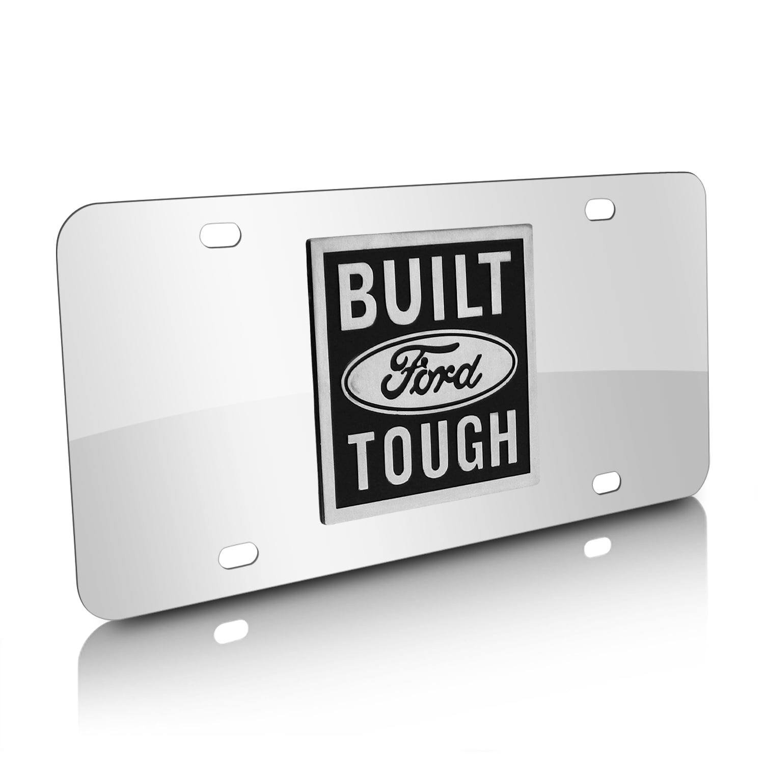 Ford Built-Ford-Tough 3D Logo Mirror Chrome Stainless Steel License ...