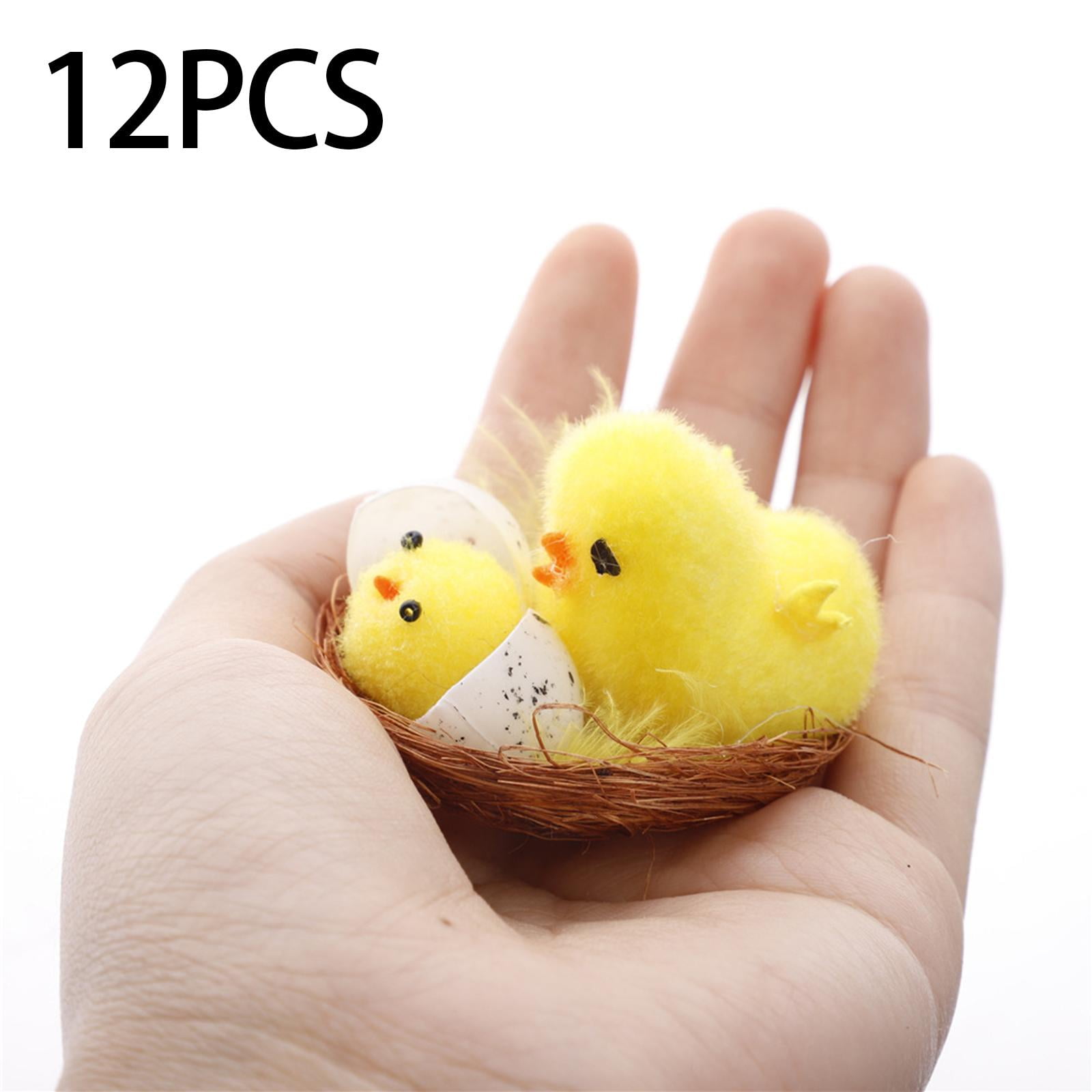 12 Pieces Mini Easter Chicks ,Garden Decor Farmhouse Miniature Figurine ...