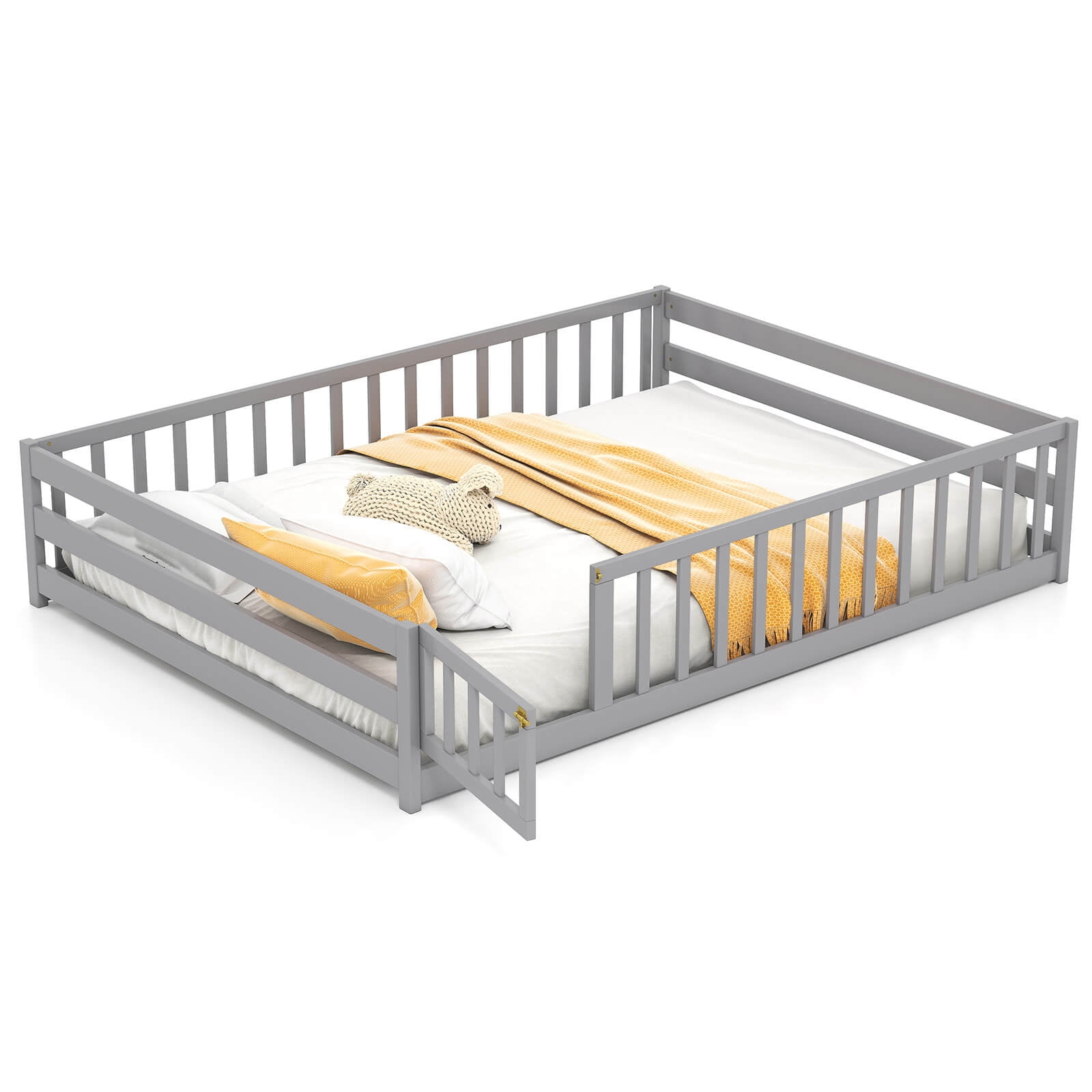 Click here for Costway Full Size Floor Bed With Full Length Safet... prices