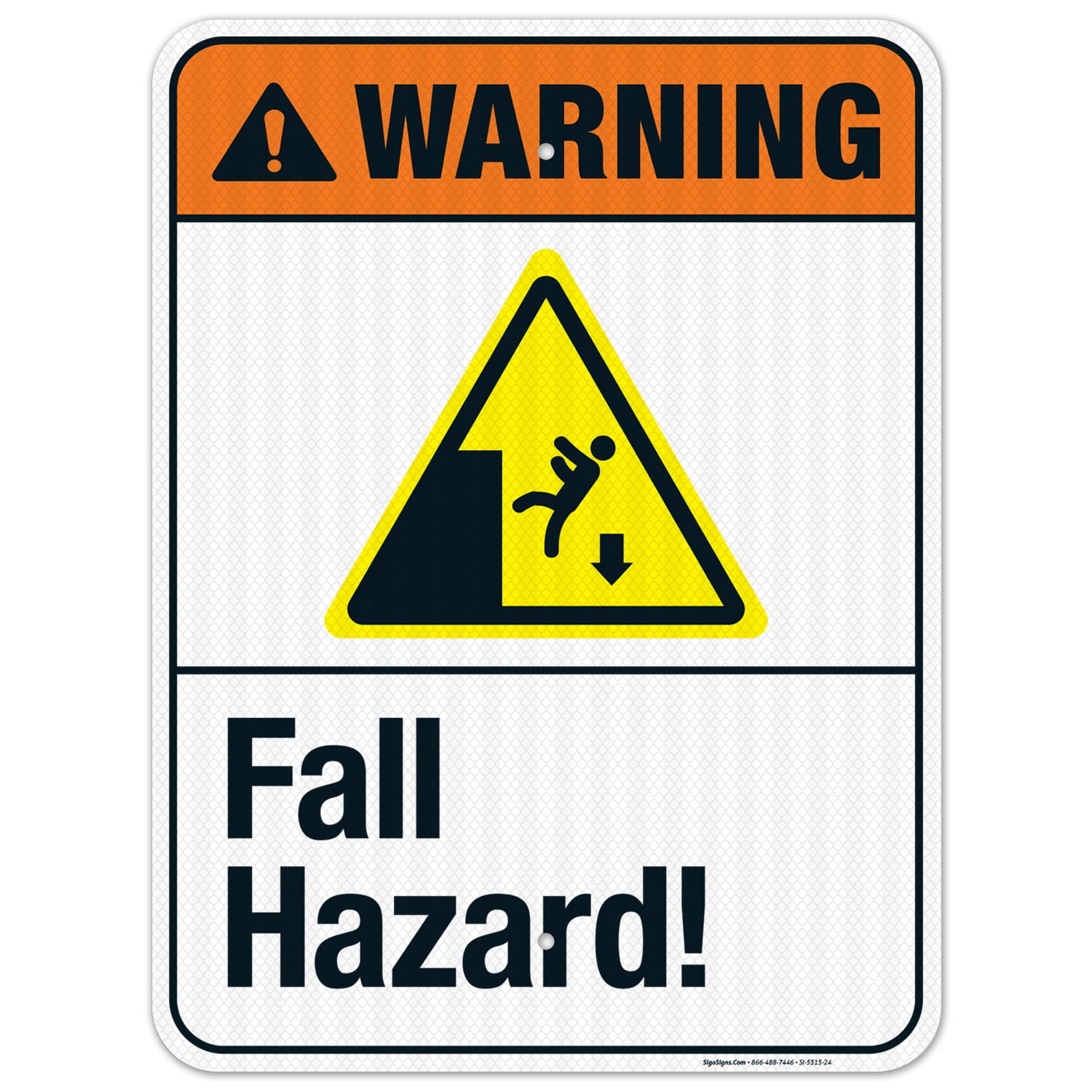 Fall Hazard Sign, ANSI Warning Sign, - Walmart.com