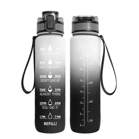 Time-stamped water bottle and time-drinking straw water bottle, violet ...