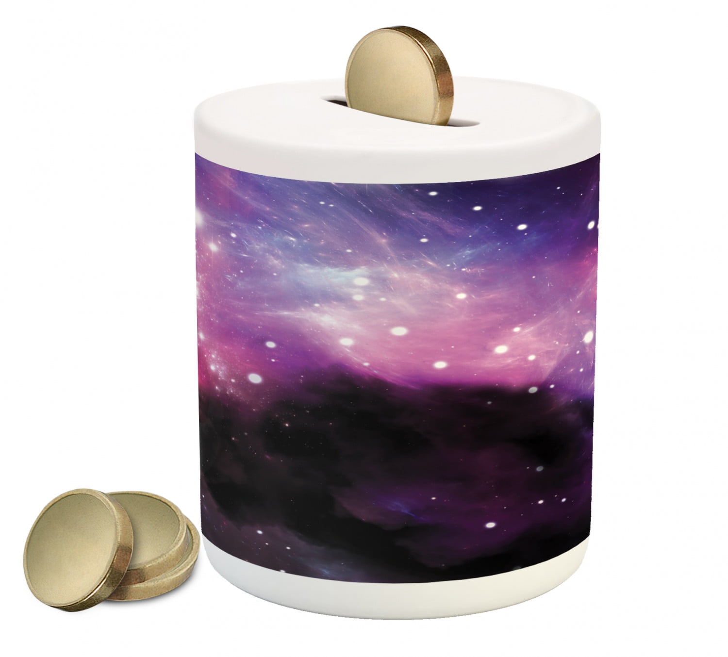 Space Piggy Bank, Futuristic Nebula Dust Cloud on Milky Way Cosmos Dark ...