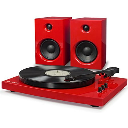 T100 BLUETOOTH TURNTABLE W/SPEAKERS RED | Walmart Canada