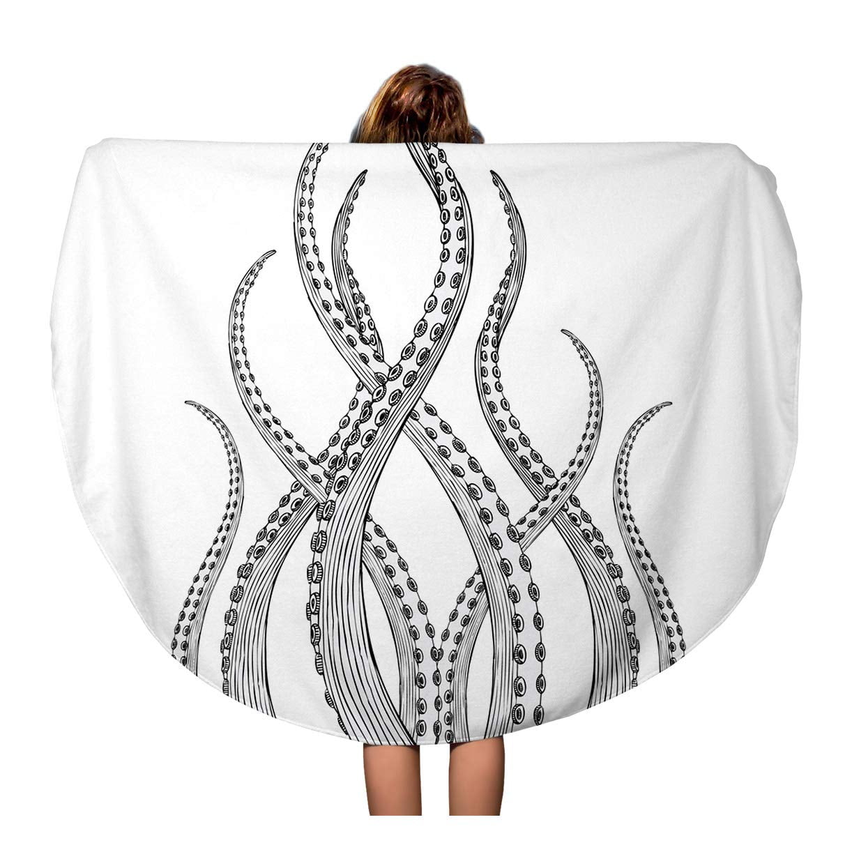 SIDONKU 60 inch Round Beach Towel Blanket Octopus Tentacle Hand Alien ...