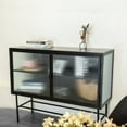 Fluted Glass Storage Cabinet, Display Bookcase Corner Cabinet Sideboard ...