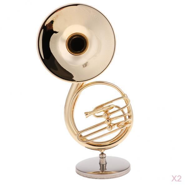 2 piezas 1/6 Mini saxofón sousaphone Banjo instrumentos musicales para ...