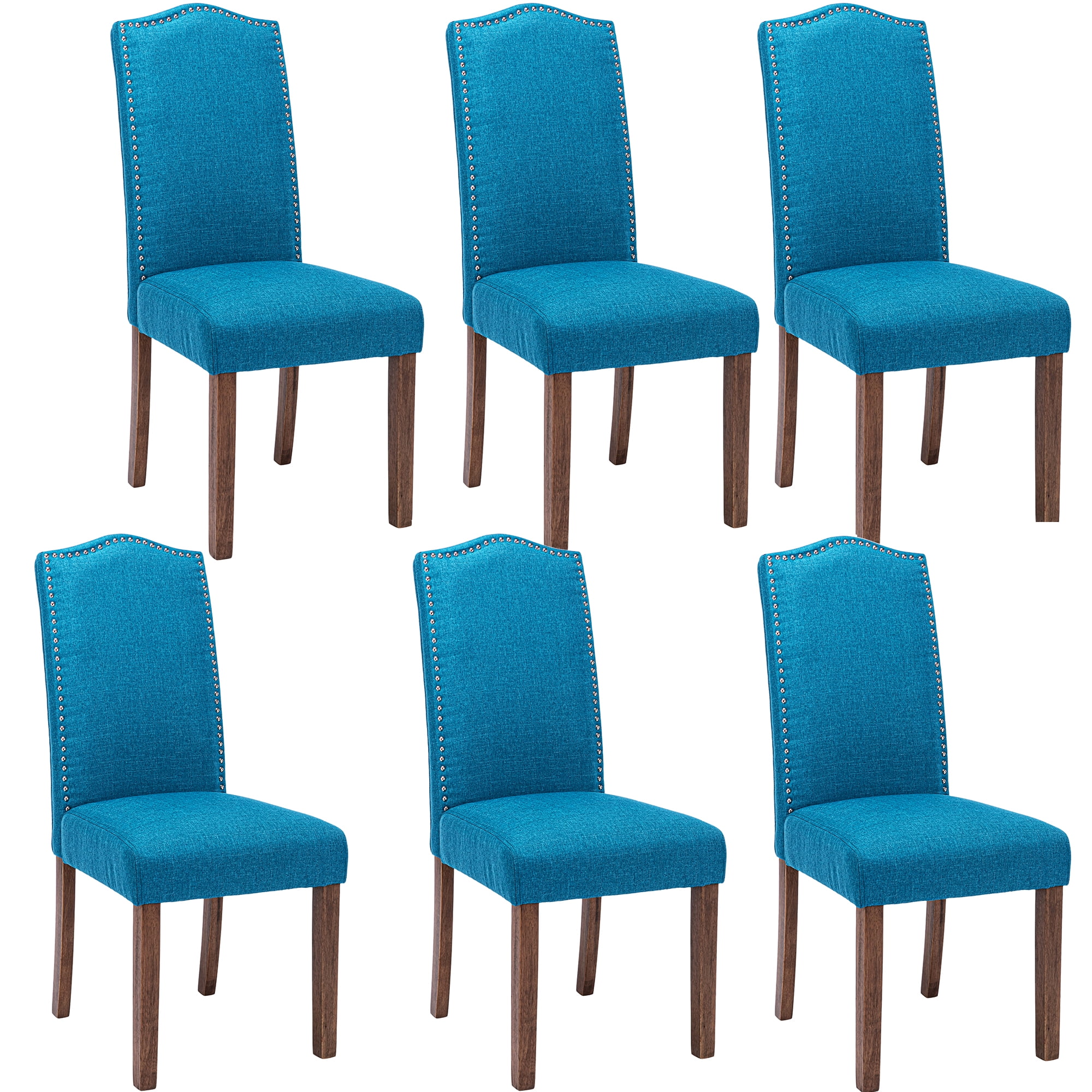 Snugway Dining Chair Blue Upholstered Parson Chair with Nailhead Trim ...