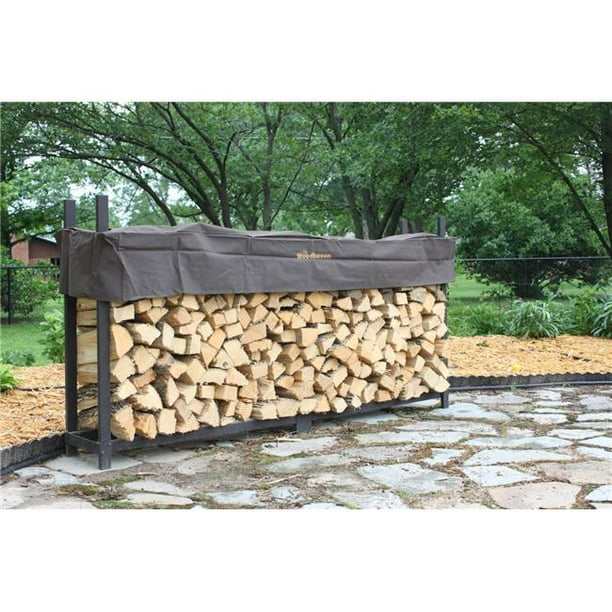 10 ft. 120 WRC Heavy-Duty Firewood Rack with Cover, Brown - Walmart.com ...