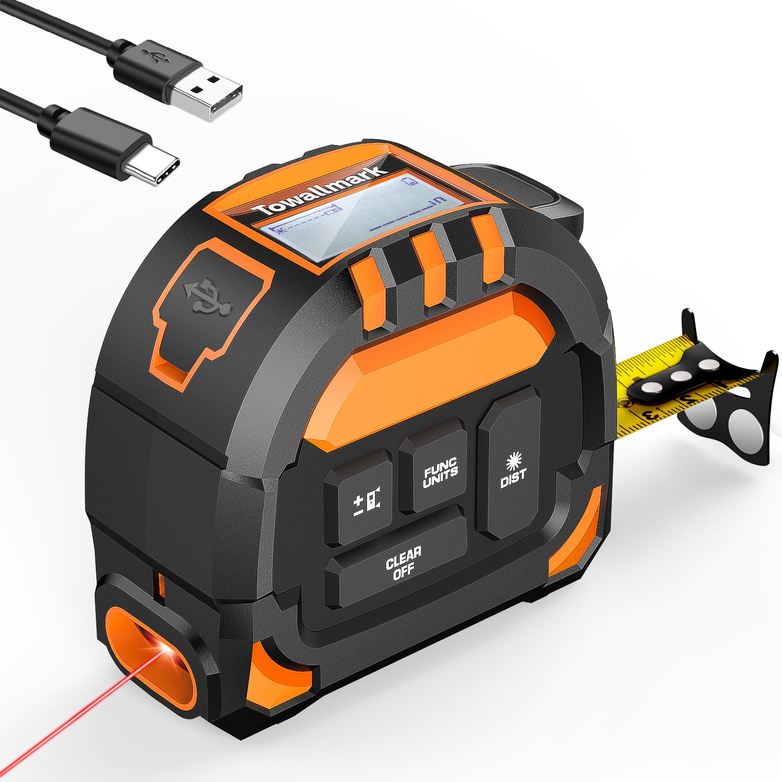 LingStar 2-in-1 Laser Measurement Tool,Laser Tape Measure, 131Ft Type-C Charging Laser Distance ...