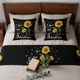 Bed Runner for Queen Size Bed, Yellow Sunflower 3 Pcs Bedding Runner ...