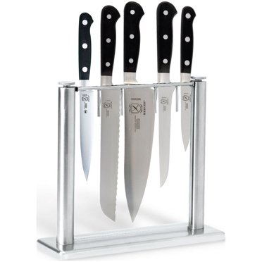 Mercer Culinary Genesis 6-Piece Forged Knife Block Set, Tempered Glass ...