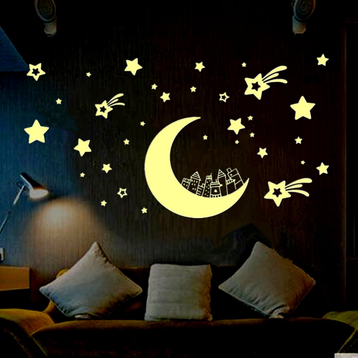 Glow In The Dark Bedroom Ceiling Wall Fluorescent Art Stickers Decal ...