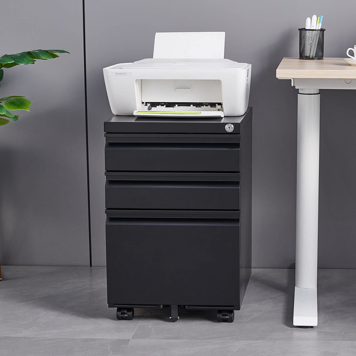 Royard Oaktree 3 Drawer File Cabinet Printer Stand with Lock,Under Desk ...