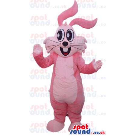 Pink rabbit with long ears and big black eyes - Mascots-Rabbit mascot ...