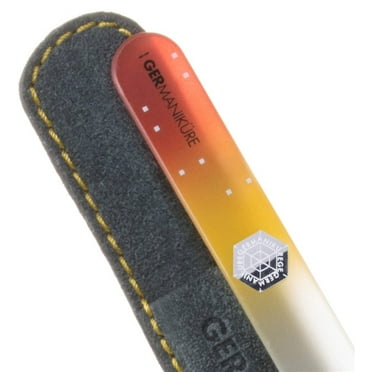 GERMANIKURE Czech Crystal Glass Nail File 3 Pack in Suede Leather Case ...