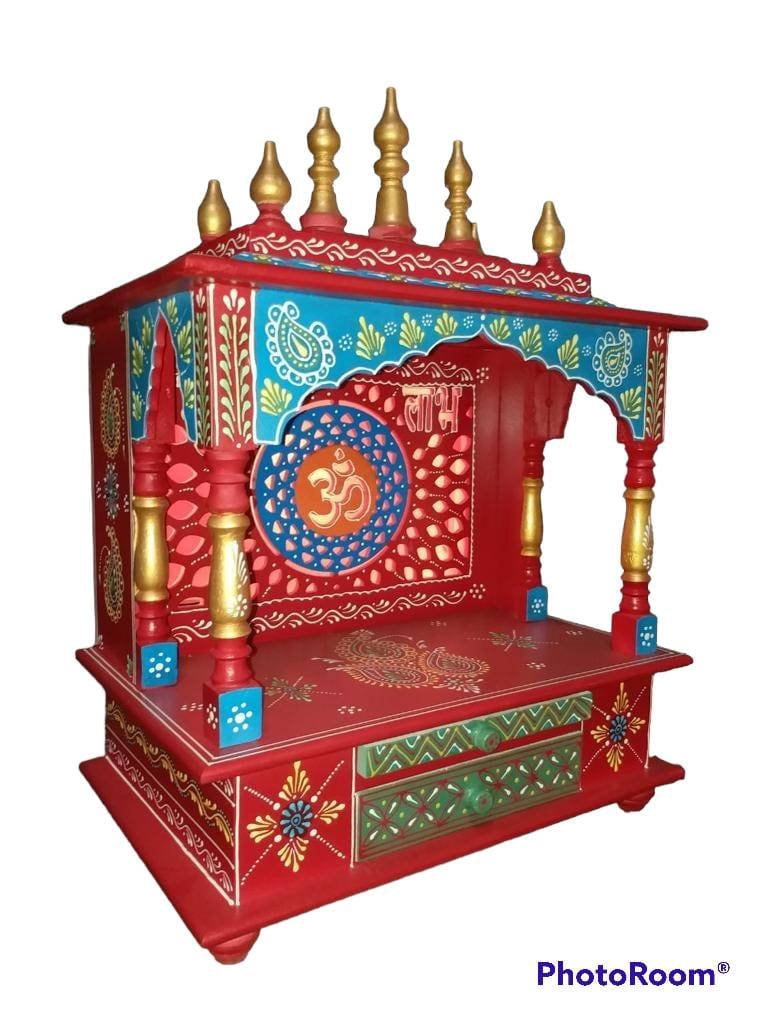 Wooden Temple With LED Lights For Home And Office/ Jodhpuri Temple ...