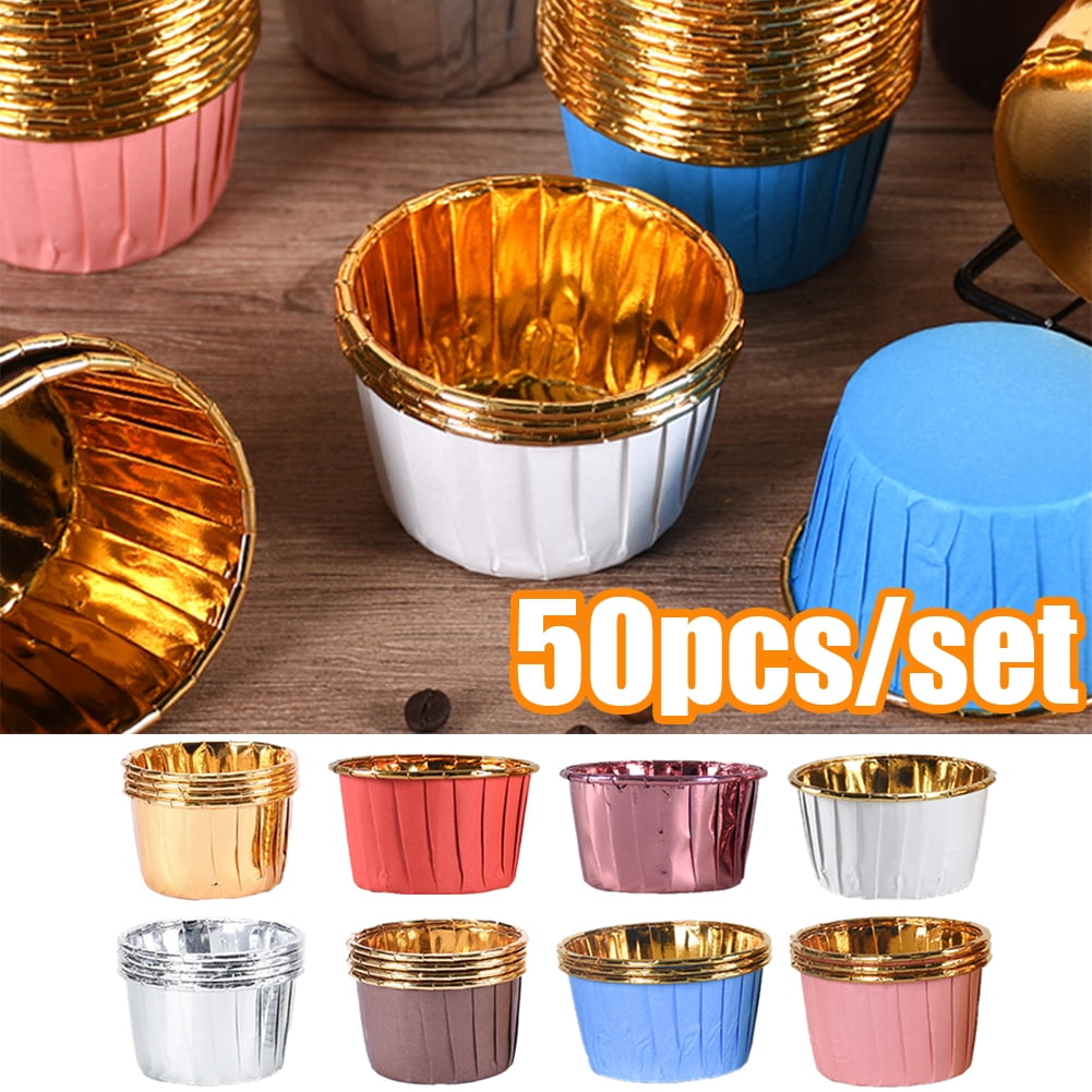 Travelwant 50Pcs Foil Cupcake Liner - Standard Muffin Liners - Baking ...