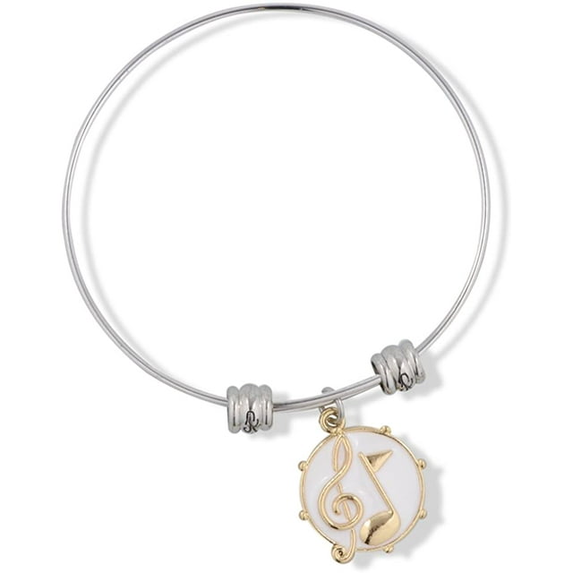Treble Clef and Music Note on White Snare Drum Fancy Charm Bangle ...
