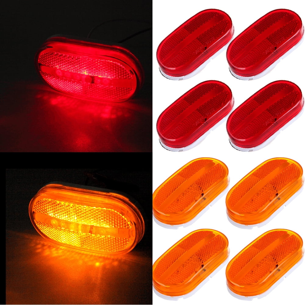 Scitoo 4 Red 4 Amber Universal Waterproof 12V Oval side marker lights ...