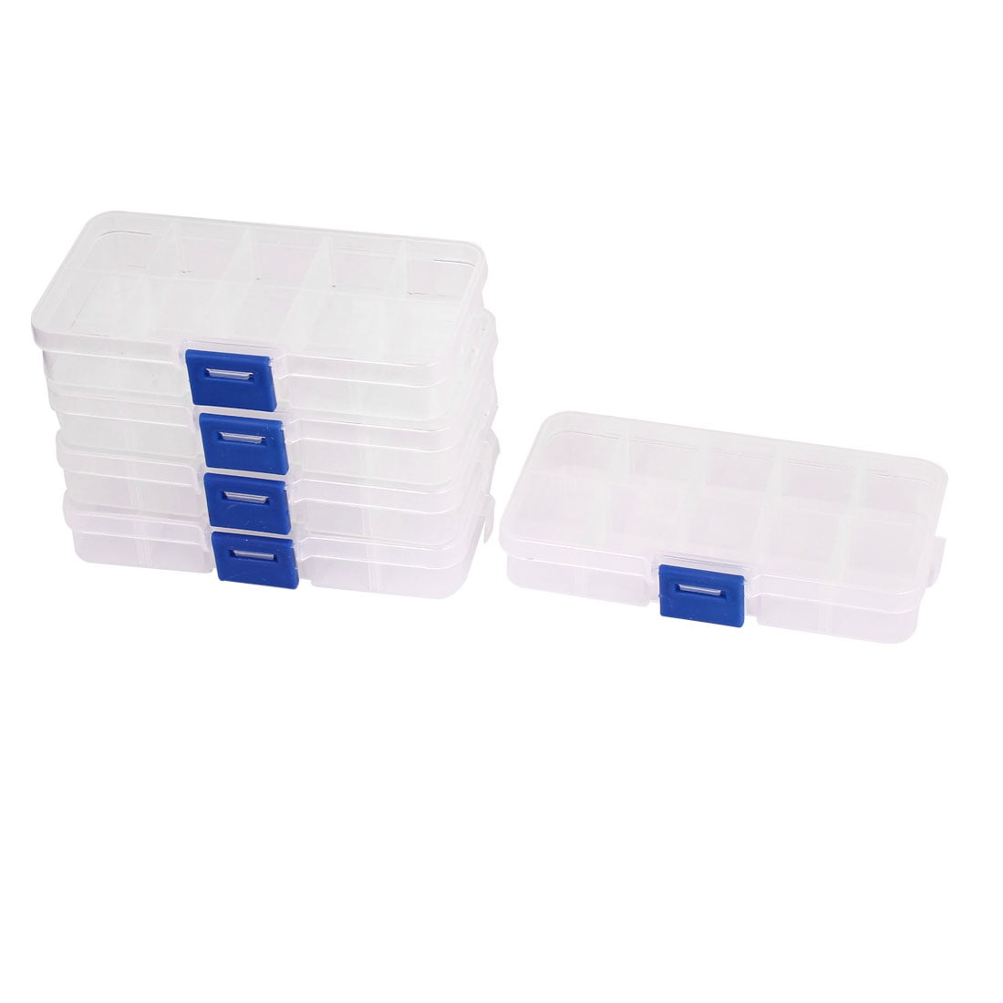 Home Plastic 10 Sections Jewelry Screws Holder Storage Box Clear Blue ...