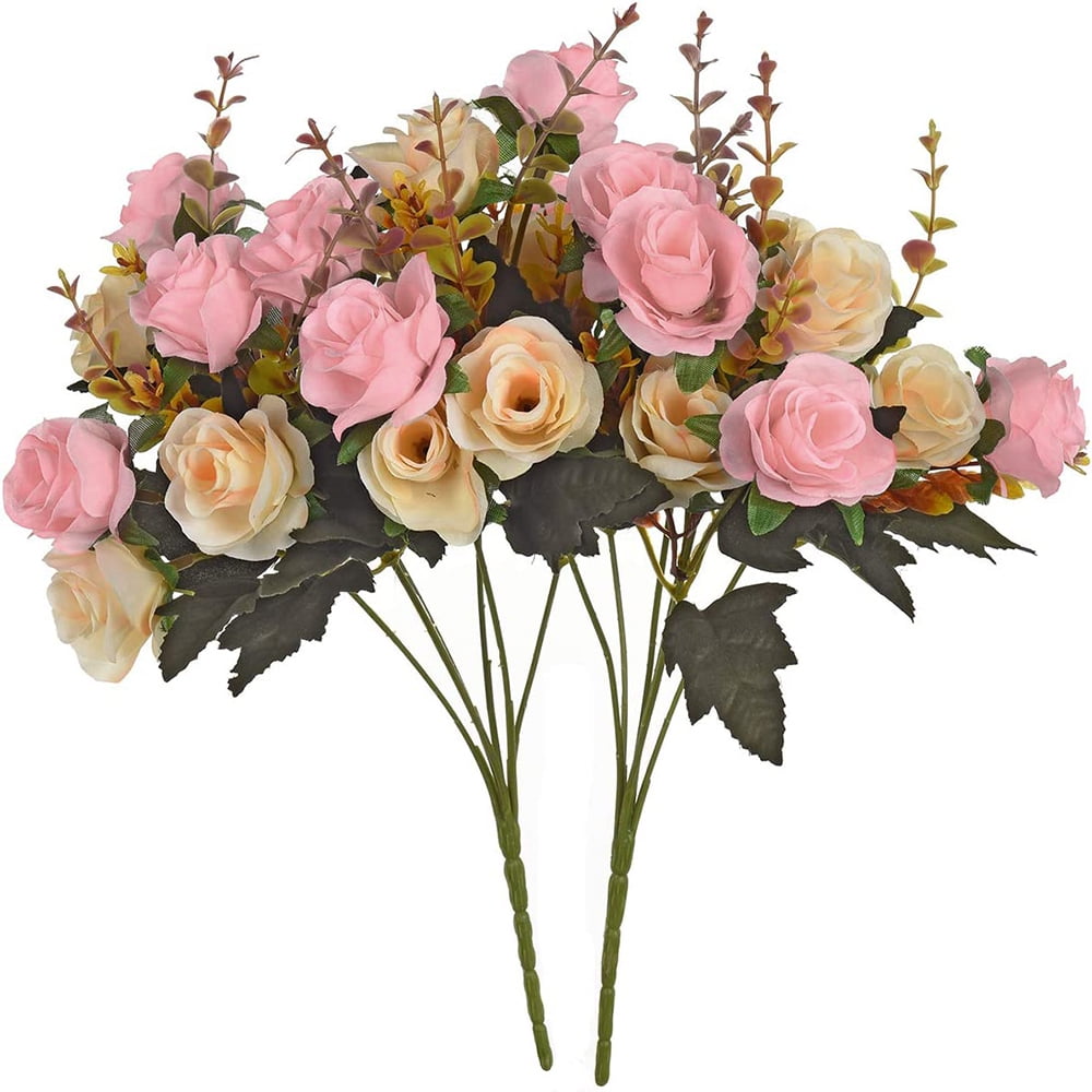 Artificial Flowers,2 Packs of Artificial Roses.24 Little Rose Silk ...