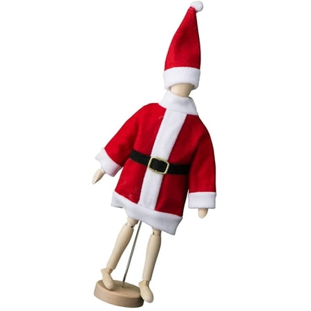 Christmas Santa Puppet with Mini Santa Claus Costume and Hat Xmas Table ...