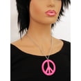 Real Metal Hot Pink Peace Sign Pendant Necklace, Simple Hippie Enamel ...
