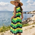 Binienty Women Crewneck Dress with Tie Dye Palm Tree Pattern ...