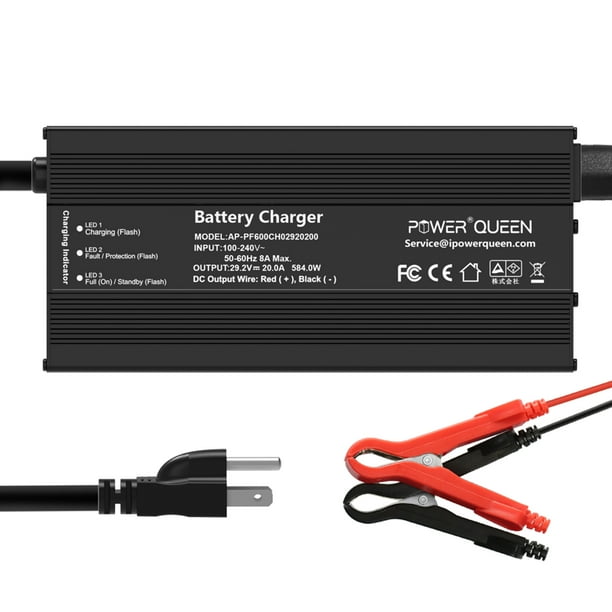 Power Queen 29.2V 20Amp Lithium LiFePO4 Battery Charger Smart Automatic ...