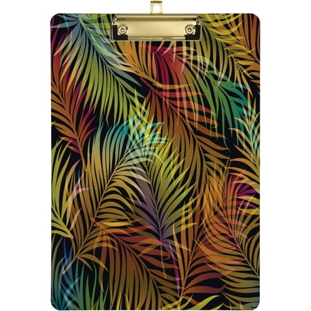 POGLIP Rainbow Palm Leaves Summer Stylish Clipboard Hardboard Wood ...