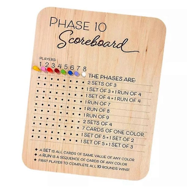 Phase 10 Score Board, 2025 Wooden Phase 10 Scoreboard and Round Tracker ...