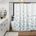 Design Simple Style Blue and Gray Flower Blossoms Fabric Shower ...