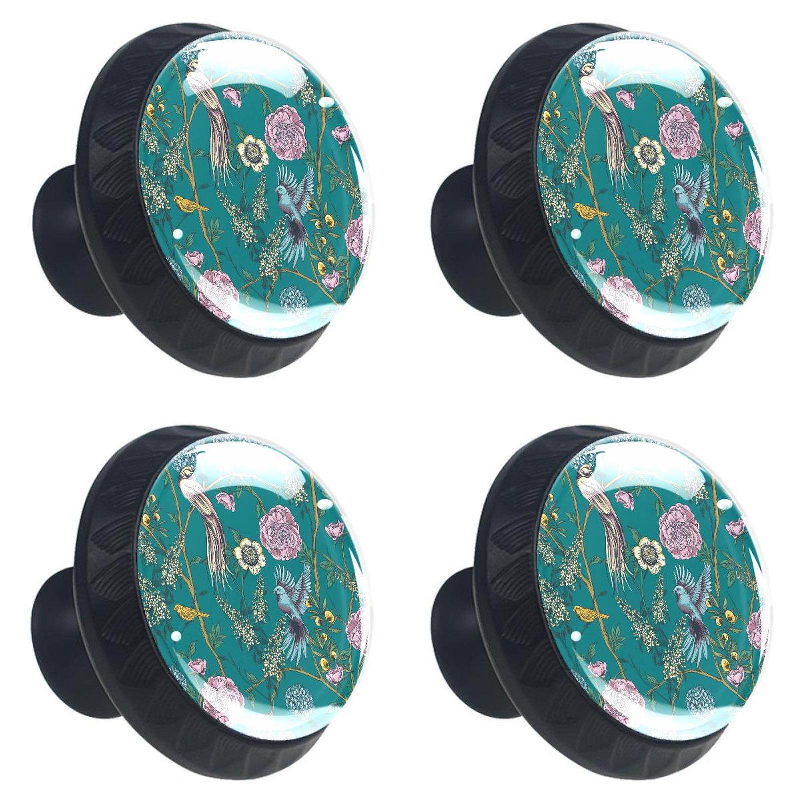 4 Pcs Blossom Flower Birds Spring Knobs for Kitchen Cabinet Cupboard ...