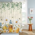 Bathroom Shower Curtain Farm Flowers Daisy Eucalyptus Leaves Waterproof ...