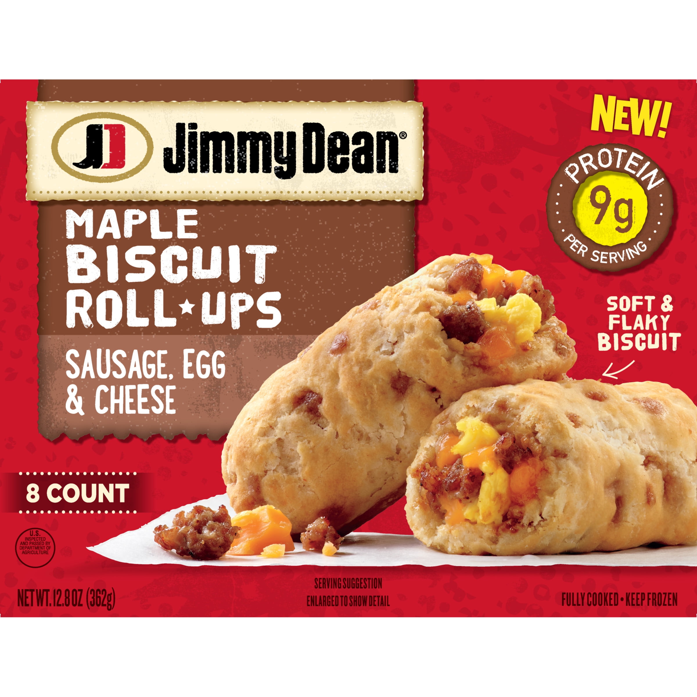 Jimmy Dean Maple Sausage Biscuit Roll Ups, 12.8 oz, 8 Count (Frozen ...