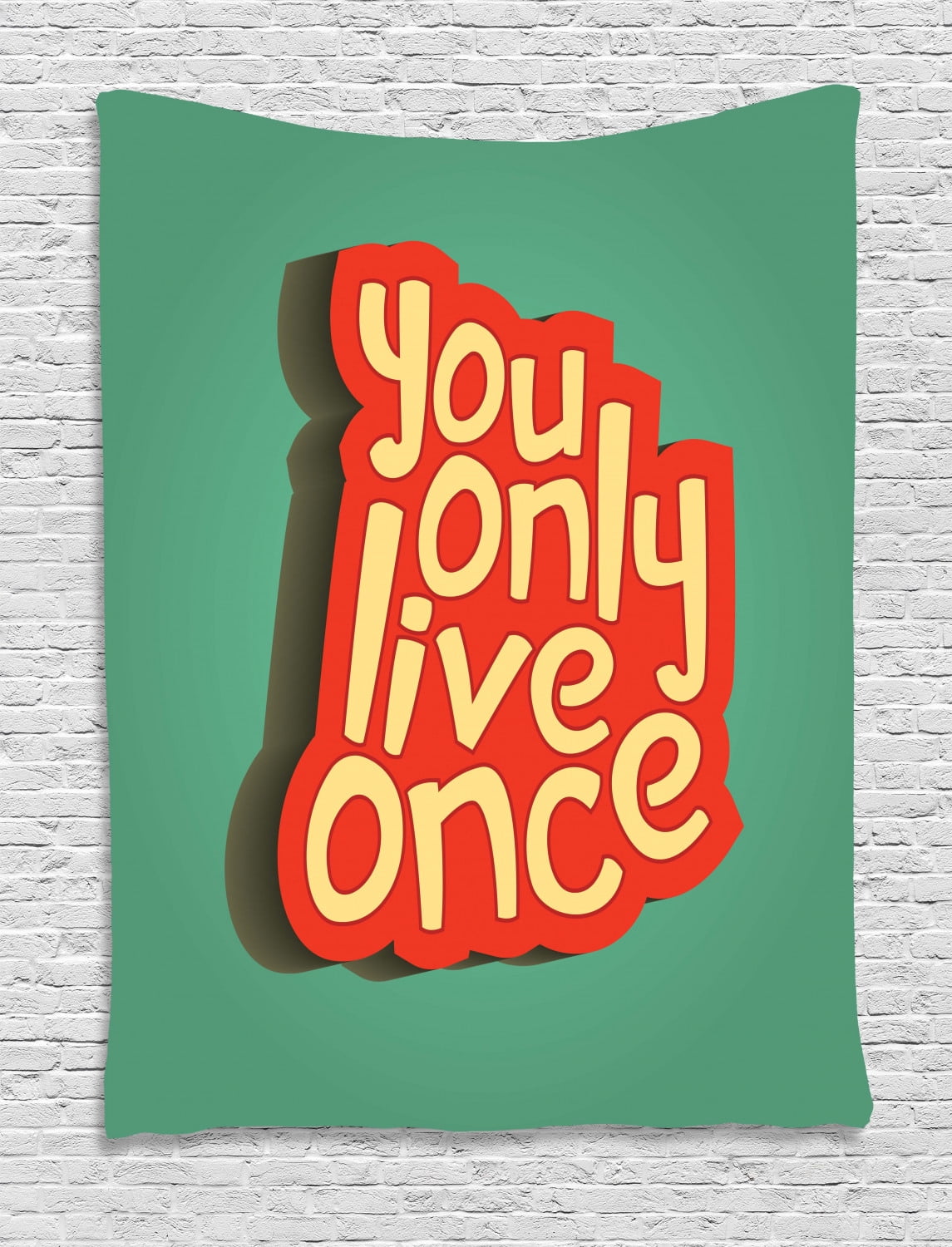 YOLO Tapestry, Retro Inspirational Quote You Only Live Once Lettering ...
