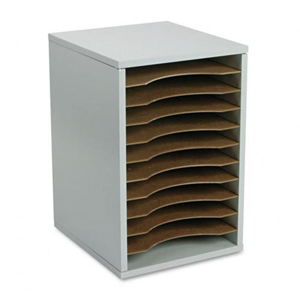11 Compartment Vertical Wood Desktop Sorter in Gray - Walmart.com ...
