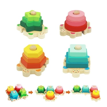 Style-Carry Large Wooden Stacking Blocks, Montessori Toy for Kids 1-6 ...