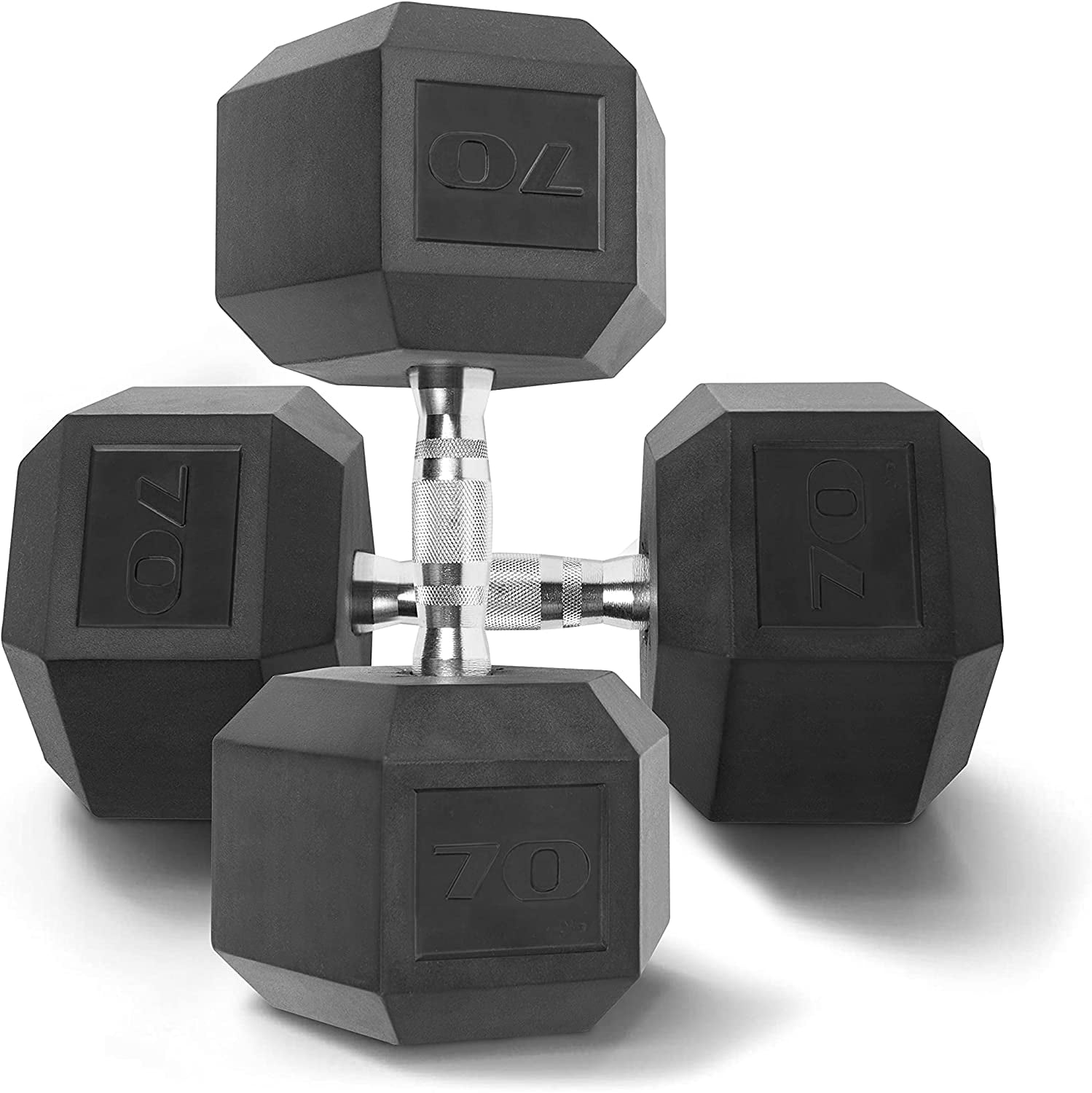 WF Athletic Supply Rubber Coated Solid Steel Cast-Iron Pair Dumbbells ...