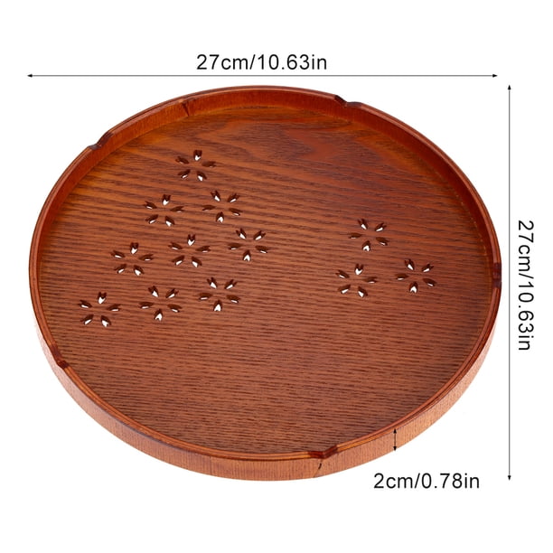 Round Shape Solid Wood Tea Coffee Snack Food Meals Serving Tray Plate ...