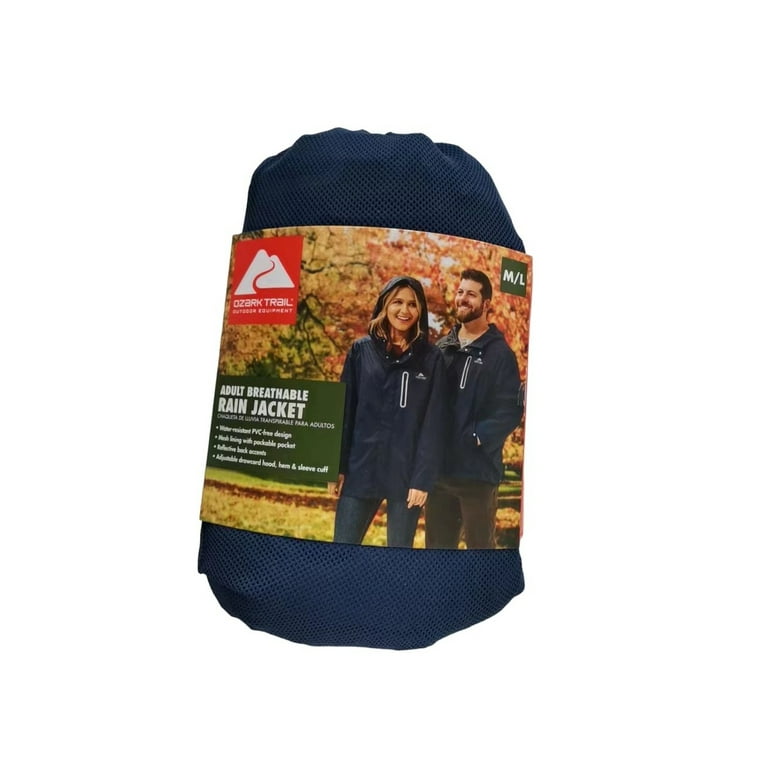 Adult Breathable Rain Jacket,Ozark Trail,Unisex,Set-in Long Adult Breathable Rain Jacket,Ozark Trail,Unisex,Set-in Long