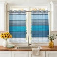 Coastal Style Sheer Curtains 45 Inch Long 2 Panels, Vintage Blue Grey ...