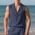 AnuYalue Cotton Linen Tanks for Men Sleeveless Button Down Shirts ...