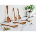 AOKIWO 6-Piece Teak Wooden Utensils for Cooking - Soft Grip Wood Spoons ...