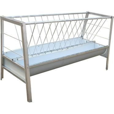 Stainless Steel Goat Hay Feeder 2 in 1 , 77 Gallon High-Capacity Livestock Feeder , Rust ...