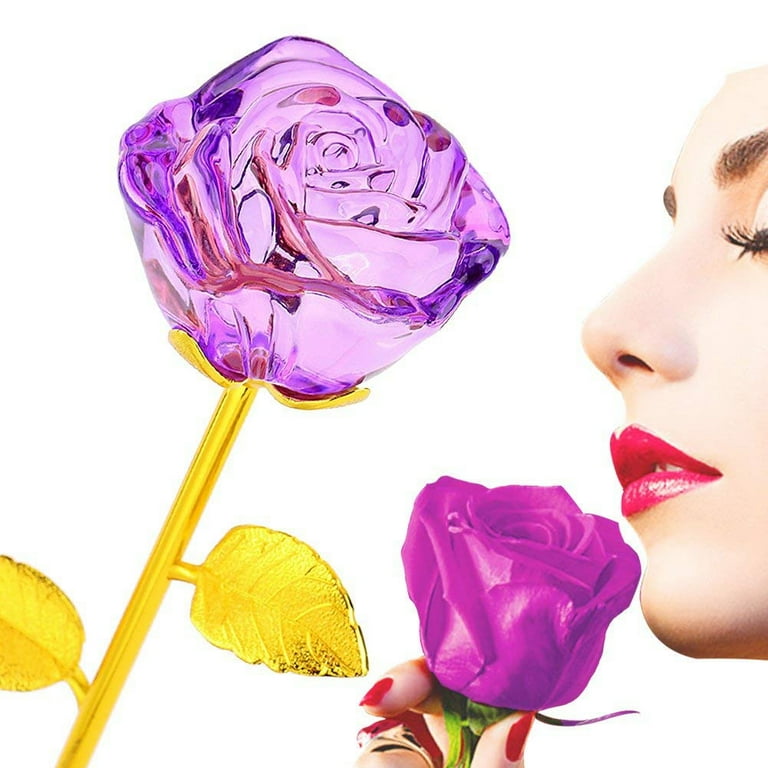 Purple Crystal Glass Rose