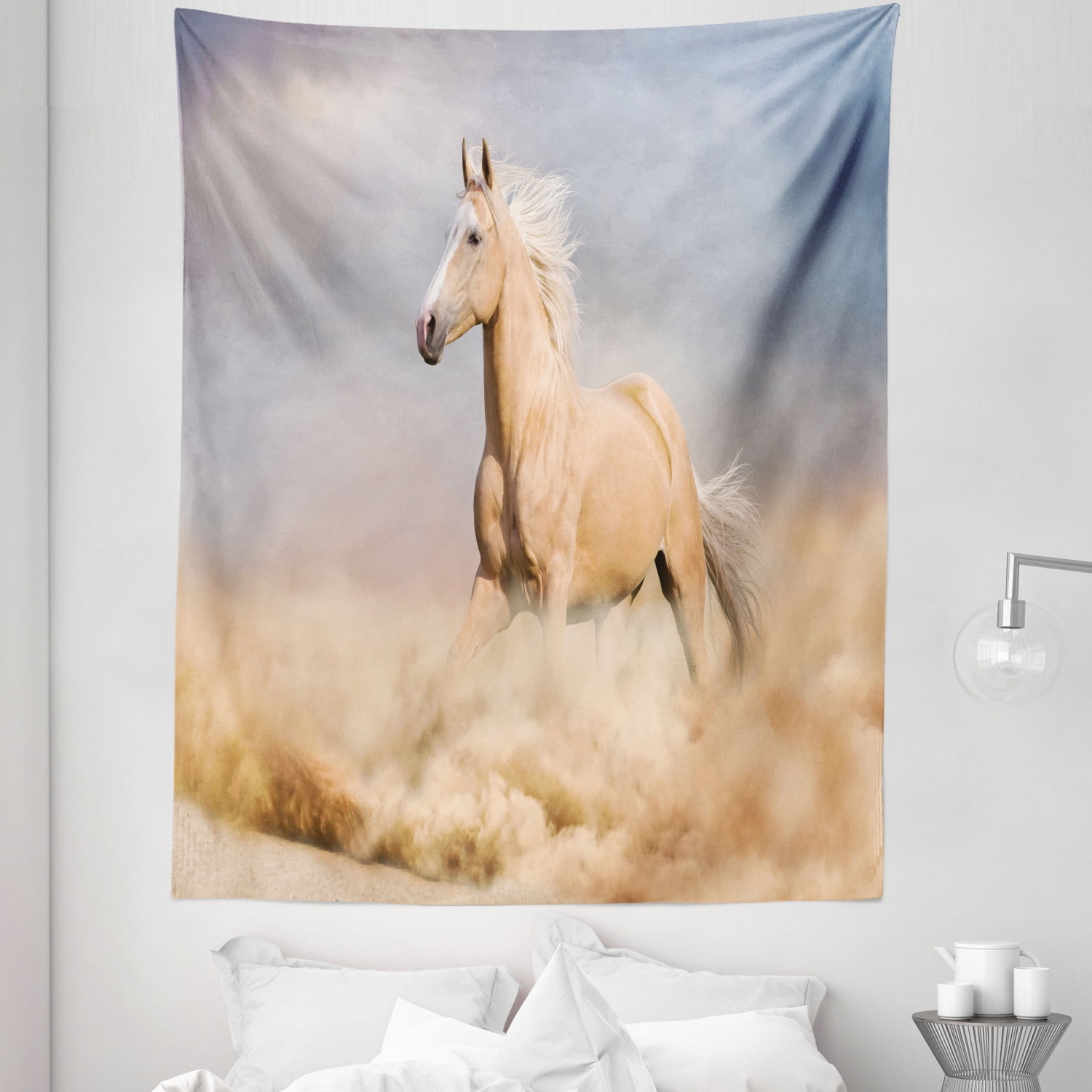 Horse Tapestry, Palomino Horse in Sand Desert Blonde Male Hair Power ...